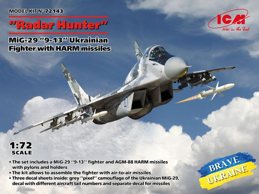ICM 1/72 'Radar Hunter' MiG-29 '9-13' Ukrainian Fighter with HARM miss ...